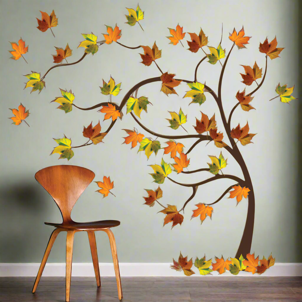 Autumn Tree Wall Decal Leaves Sticker Fall Window Decals Leave Decals ...