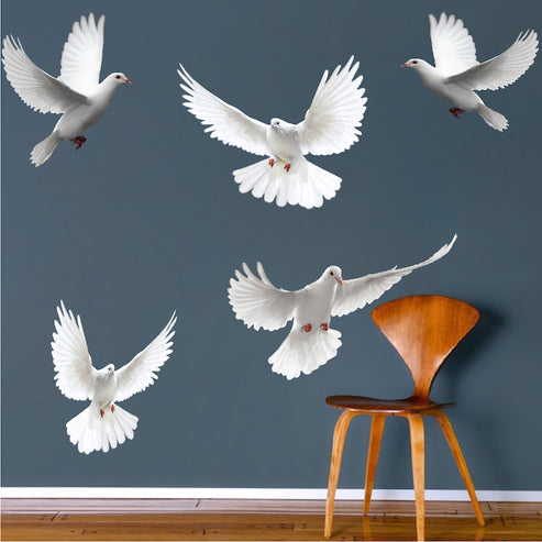 Doves Wall Sticker Decal Dove Wall Art Large Flying Birds Wall Decals ...