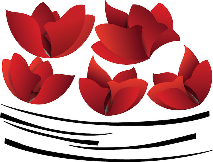 Red Flower Wall Decal Mural Removable Flowers Wall Decor Large Lily Be ...
