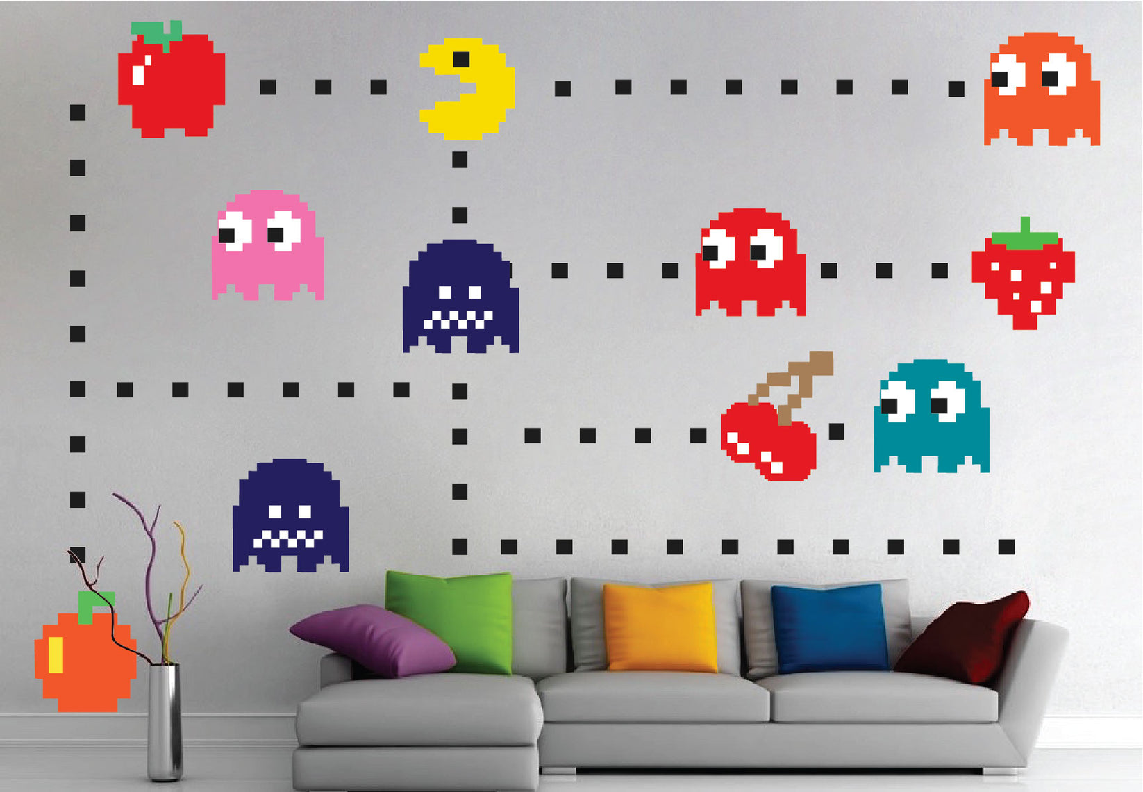 Classic Arcade Video Game Wall Decal Set – Fun Retro Stickers for Game ...