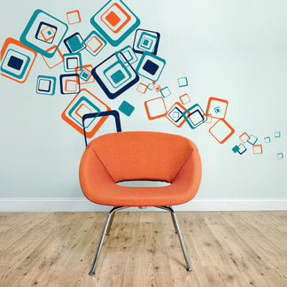 Square Wall Decals Geometric Square Room Stickers Peel and Stick Decal ...
