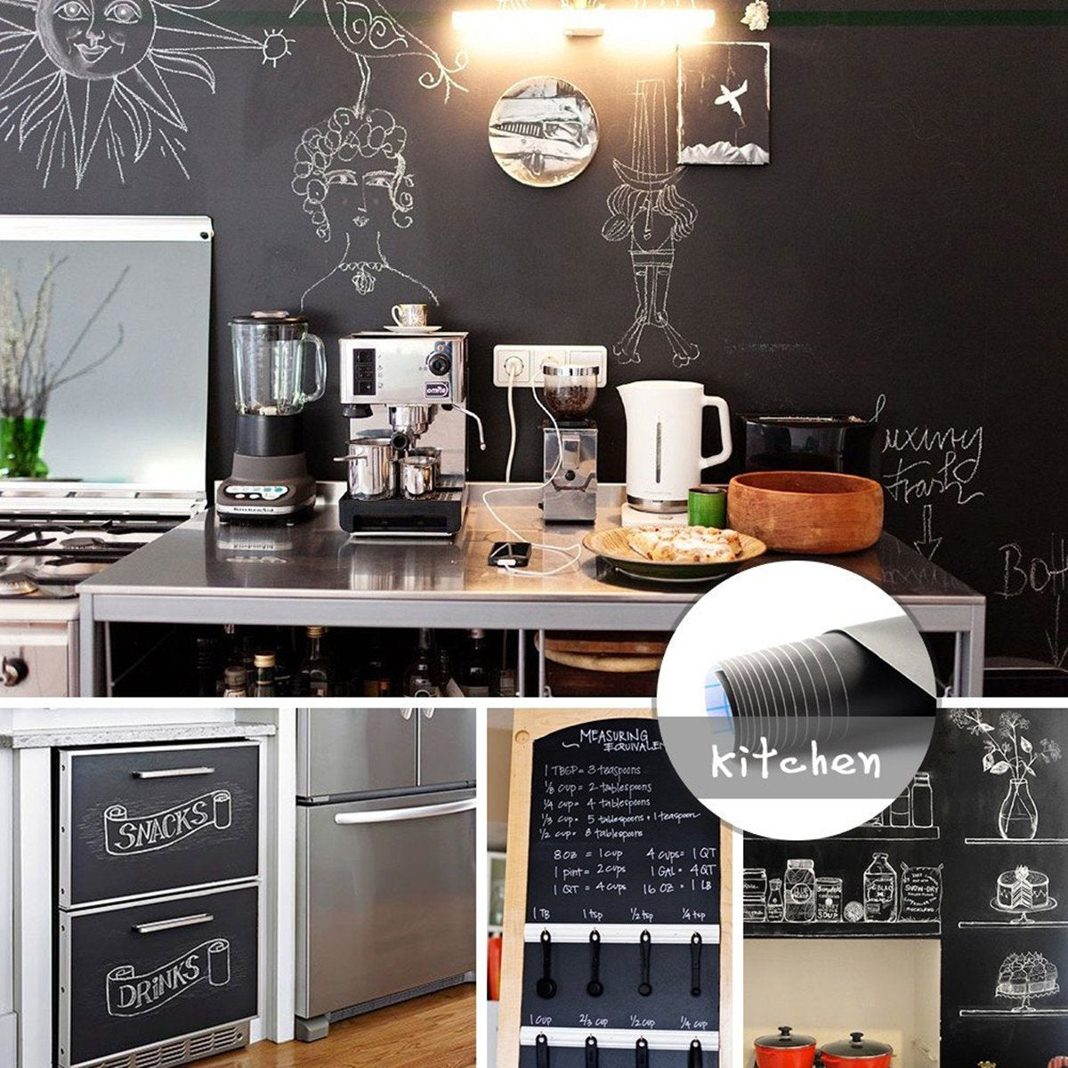 Large Chalkboard Wall Decal Peel and Stick Removable Chalkboard Sticker ...